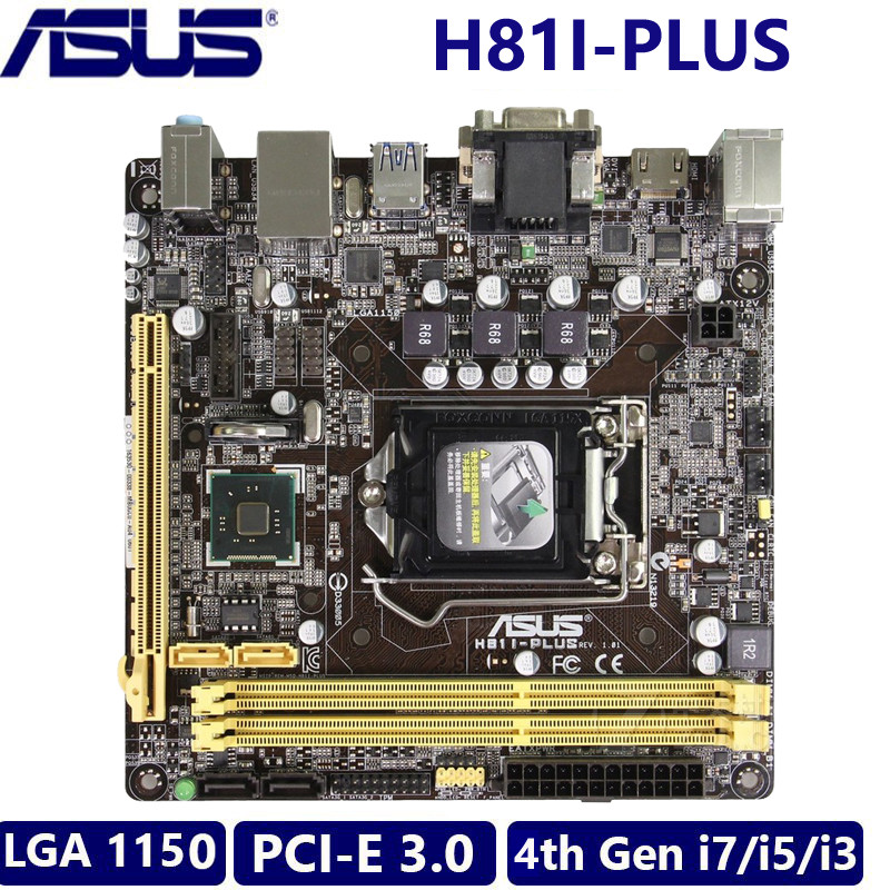 Placa Mãe Asus H81I-PLUS H81 LGA 1150 DDR3 MINI ITX 16GB SATA3 USB3.0 ...