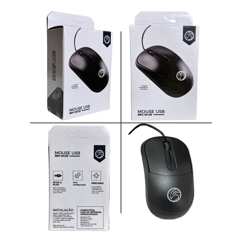 Kit 10 Mouse Usb Bpc-m129 Barato Para Pc, Cpu, Computador | Shopee Brasil