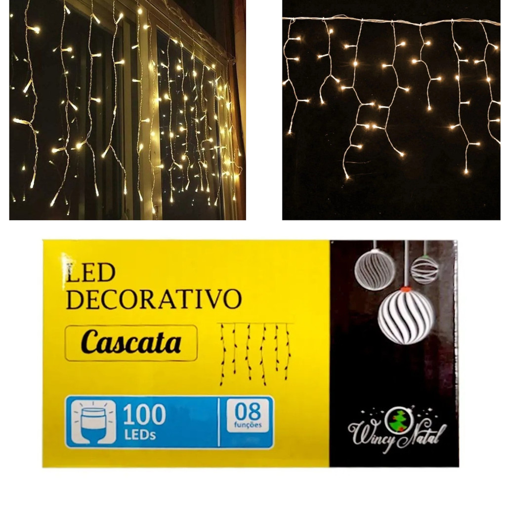 Pisca Pisca Cascata 100 Led Fixo Com Fio Transparente 2,3 Metros ... Pisca Pisca Cascata 100 Led Fixo Com Fio Transparente 2,3 Metros ...