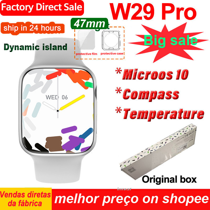 Microwear W29 Pro Smart Watch Men Island 47MM Micro OS10 Bússola De ...