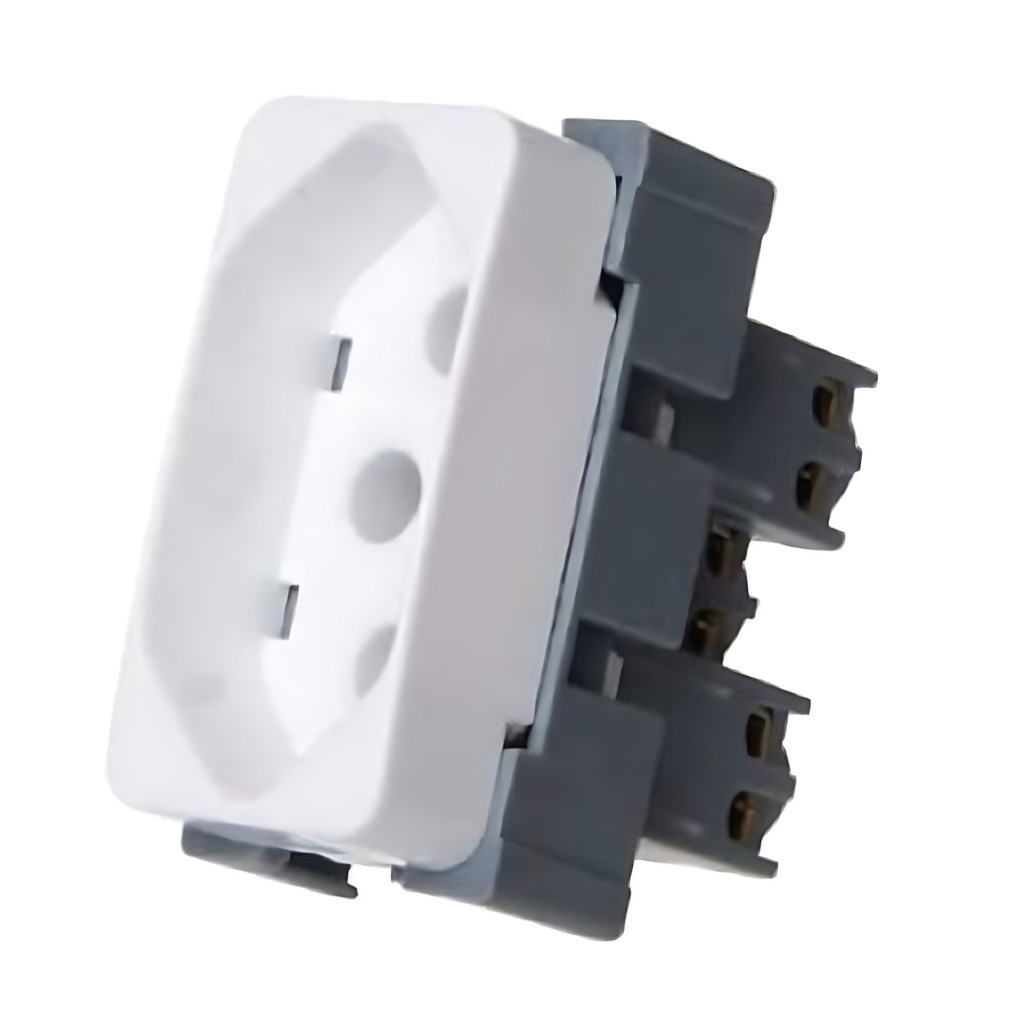 MODULO TOMADA PADRÃO BRASILEIRO 2P+T 10A 250V BRANCO MARGIRIUS B3 | Shopee Brasil