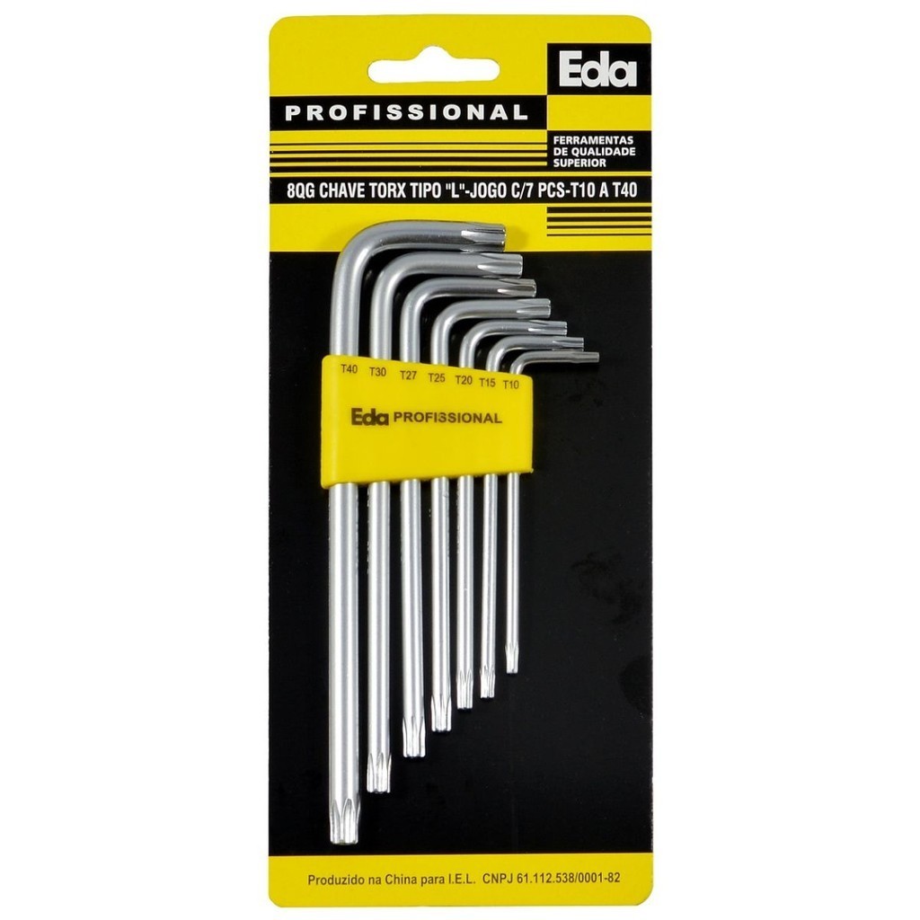Kit Jogo De Chave Torque Torx Tipo L 7 Peças T10 A T40 Profissional ...
