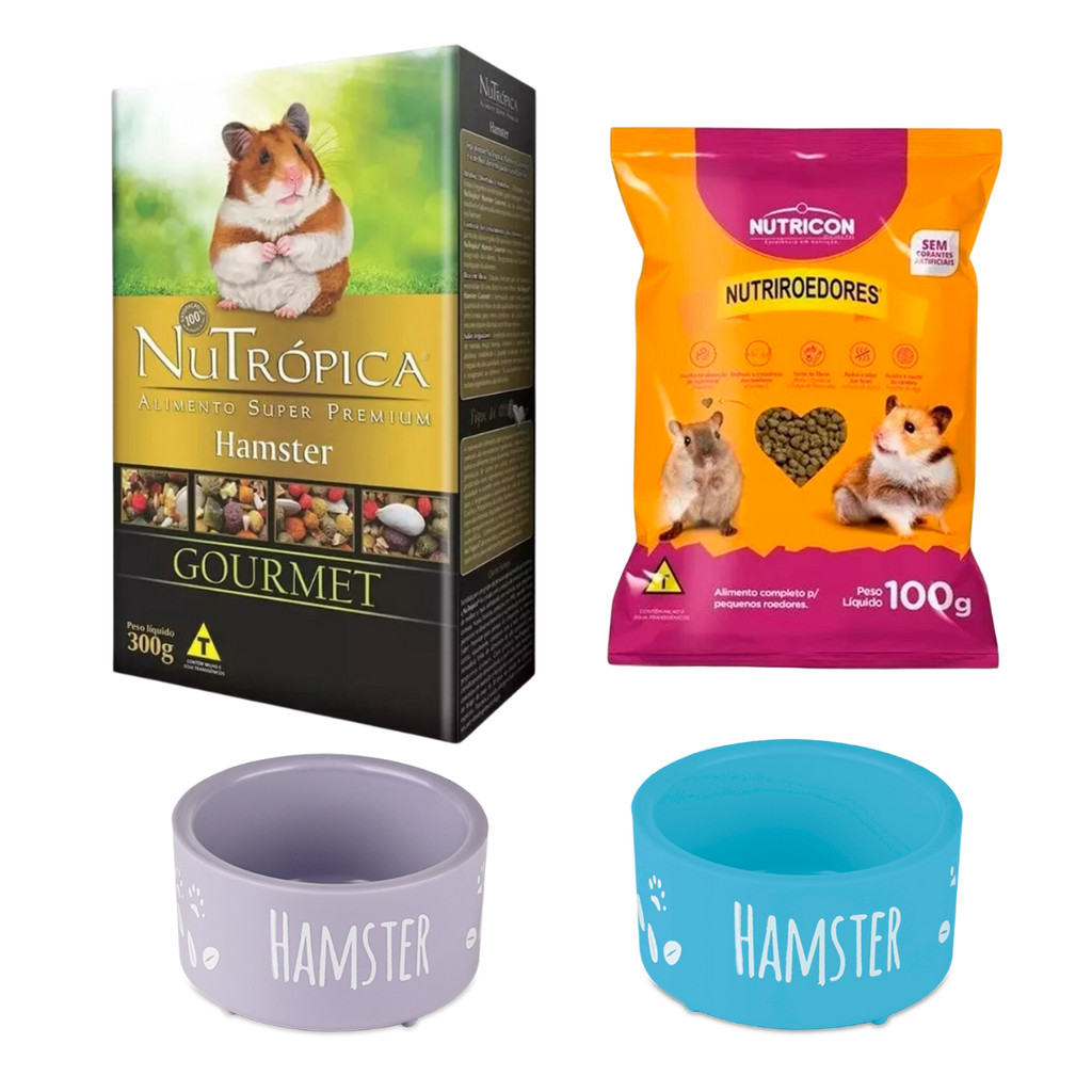 Kit Nutrópica Hamster Gourmet, Nutriroedores Nutricon e Comedouros para Hamster | Shopee Brasil