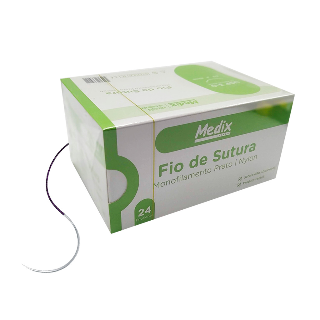 Kit 48un Fio de Sutura Nylon 3-0 c/ agulha 3/8 20mm | Shopee Brasil