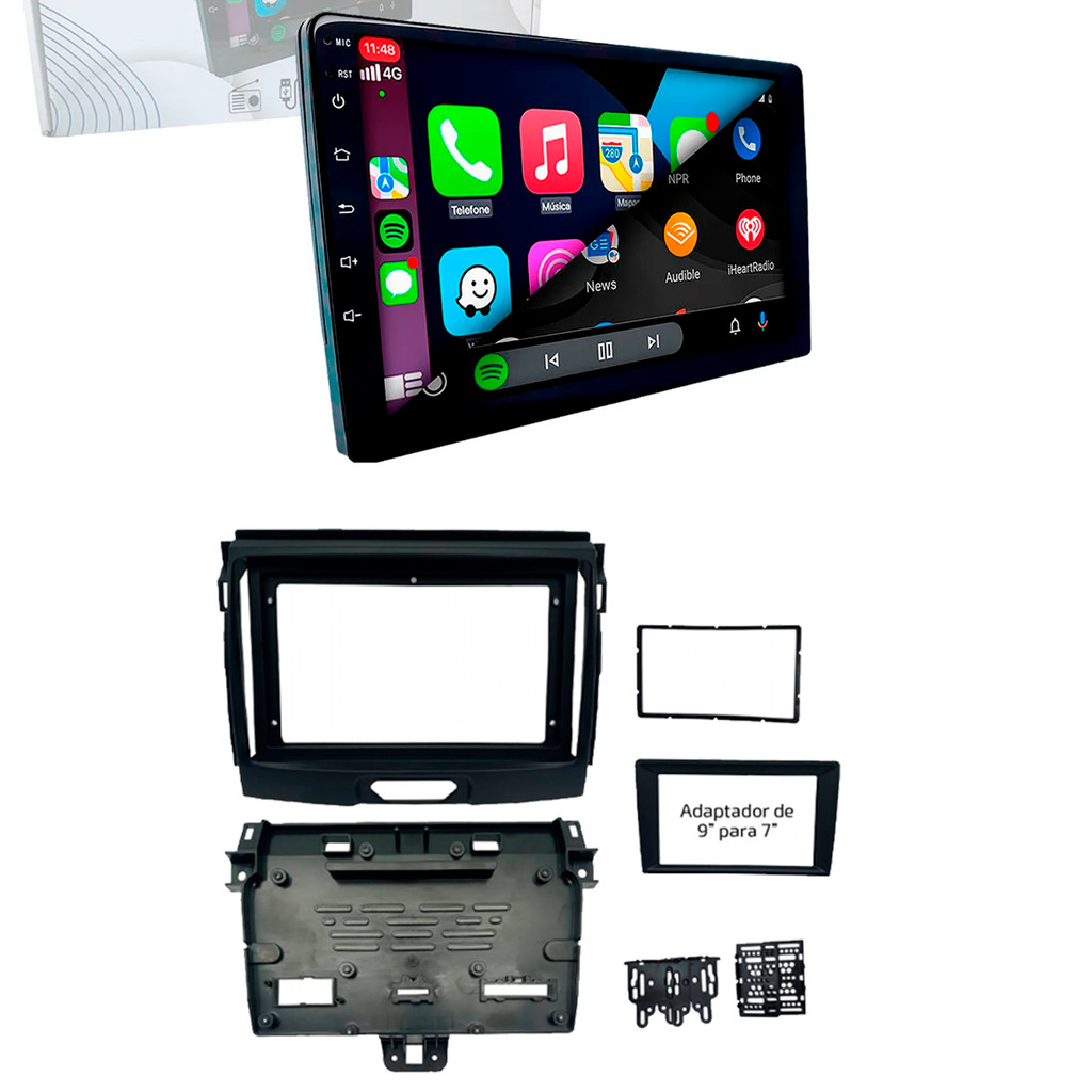 Kit Central Multimídia MP5 HTECH + Moldura + Chicote Cambus Ford Ranger | Shopee Brasil