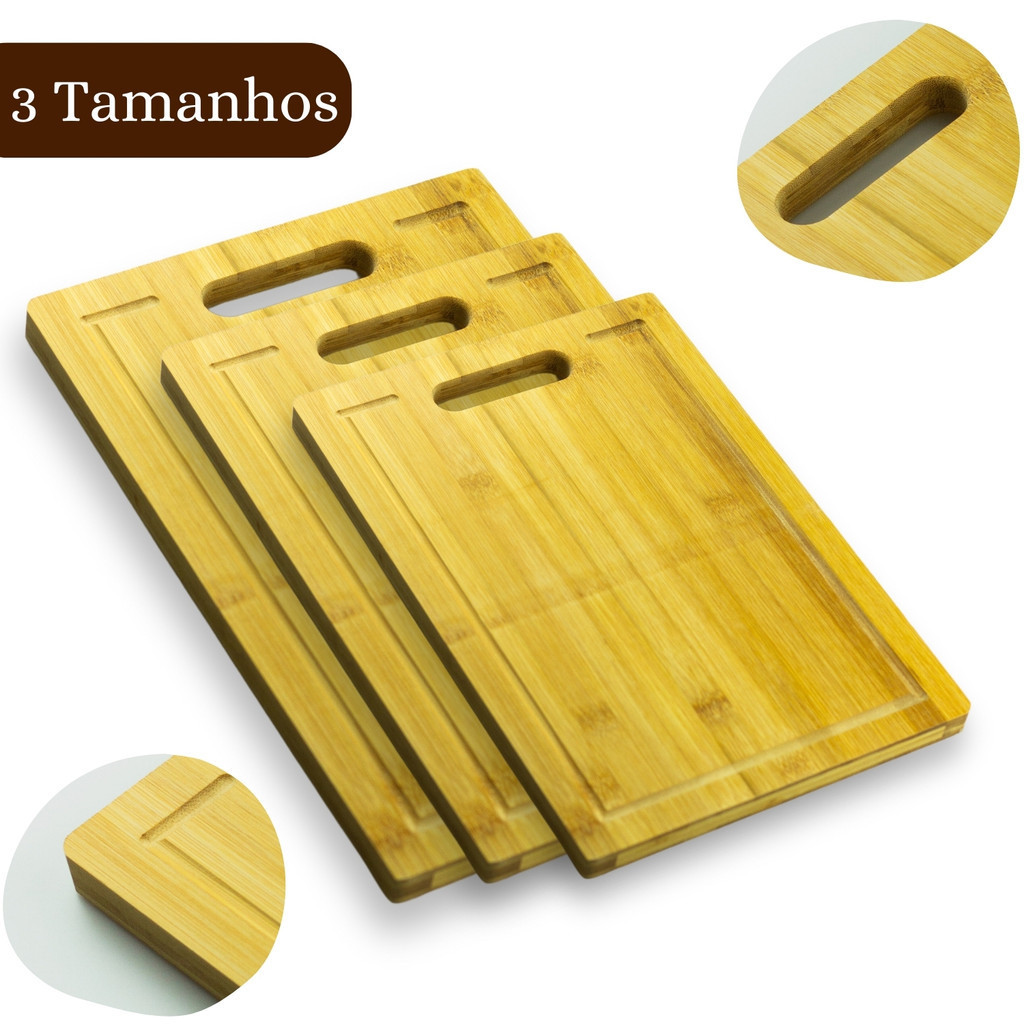 Tabua de Carne em Bambu Para Churrasco Legumes Com Alça e Calha ...