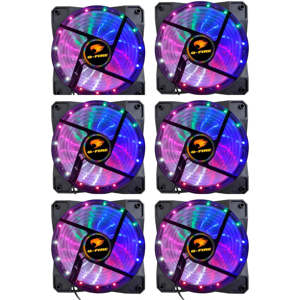 Kit 6 Fan Cooler Multicolor 12cm | Shopee Brasil