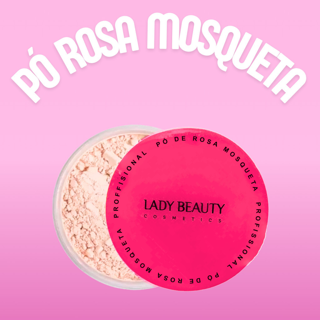 Pó Facial Rosa Mosqueta Ultrafino Profissional Make Maquiagem Lady ...