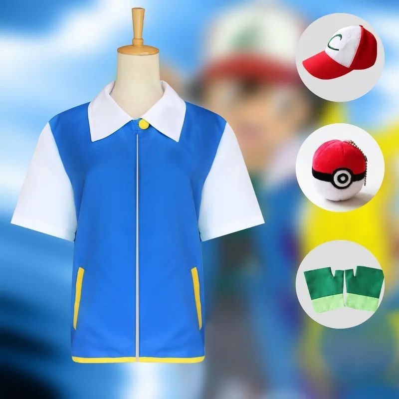 Anime PM Cosplay Costume Ash Cos Outfits Luvas De Monstros Fato De Boné ...