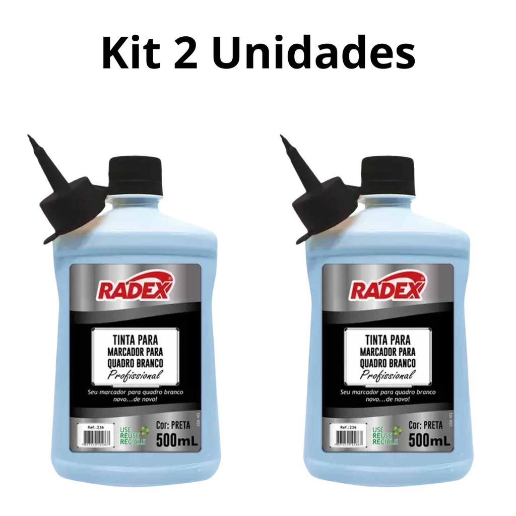 Kit 2 Refil Tinta Para Pincel Marcador De Quadro Branco Preto 500ml ...
