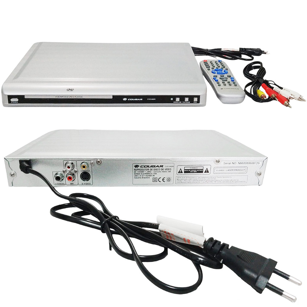 DVD PLAYER COUGAR CVD-660 - Bivolt - Com controle | Shopee Brasil