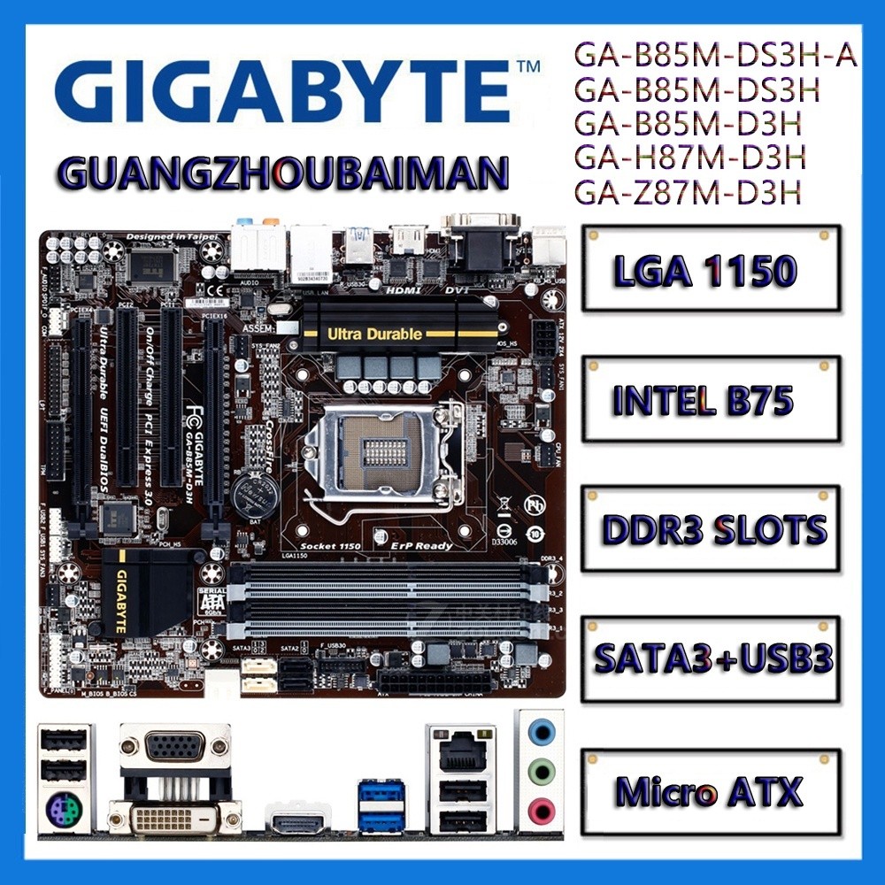 Gigabyte B85M-DS3H D3H B85 H87M-D3H H87 Z87M Z87 1150 Placa-Mãe DDR3 ...