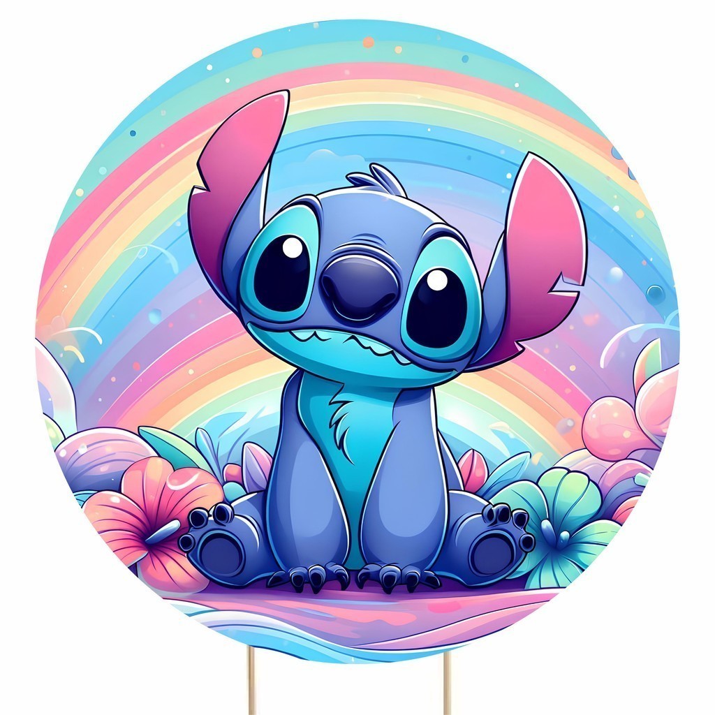 Painel Festa Stitch Tecido Redondo Sublimado 50x50cm | Shopee Brasil