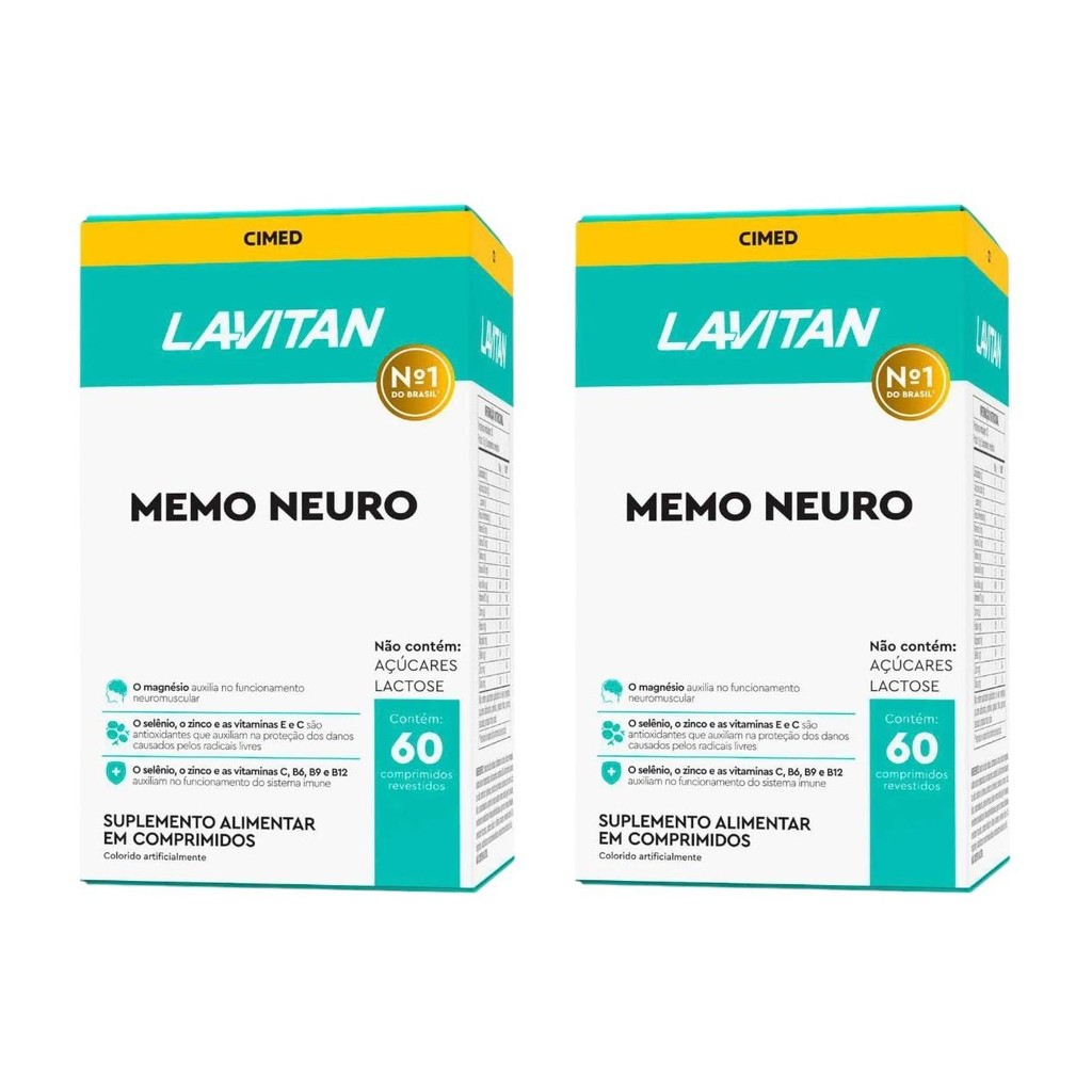 Kit Lavitan Memo Neuro Com 2 Caixas De 60 Comprimidos Cada | Shopee Brasil