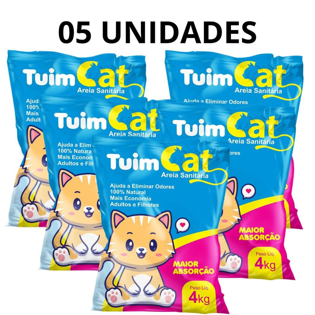 Areia Para Gato Sanitária Higiênica para Gatos Tuim Cat Areia para Gato 5UNIDADES x 4KG 100% ...