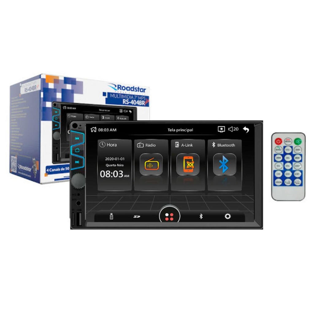 Central Multimídia Roadstar RS-404BR Plus Bluetooth USB Tela Touch 2 din 7 Polegadas MP5 ...