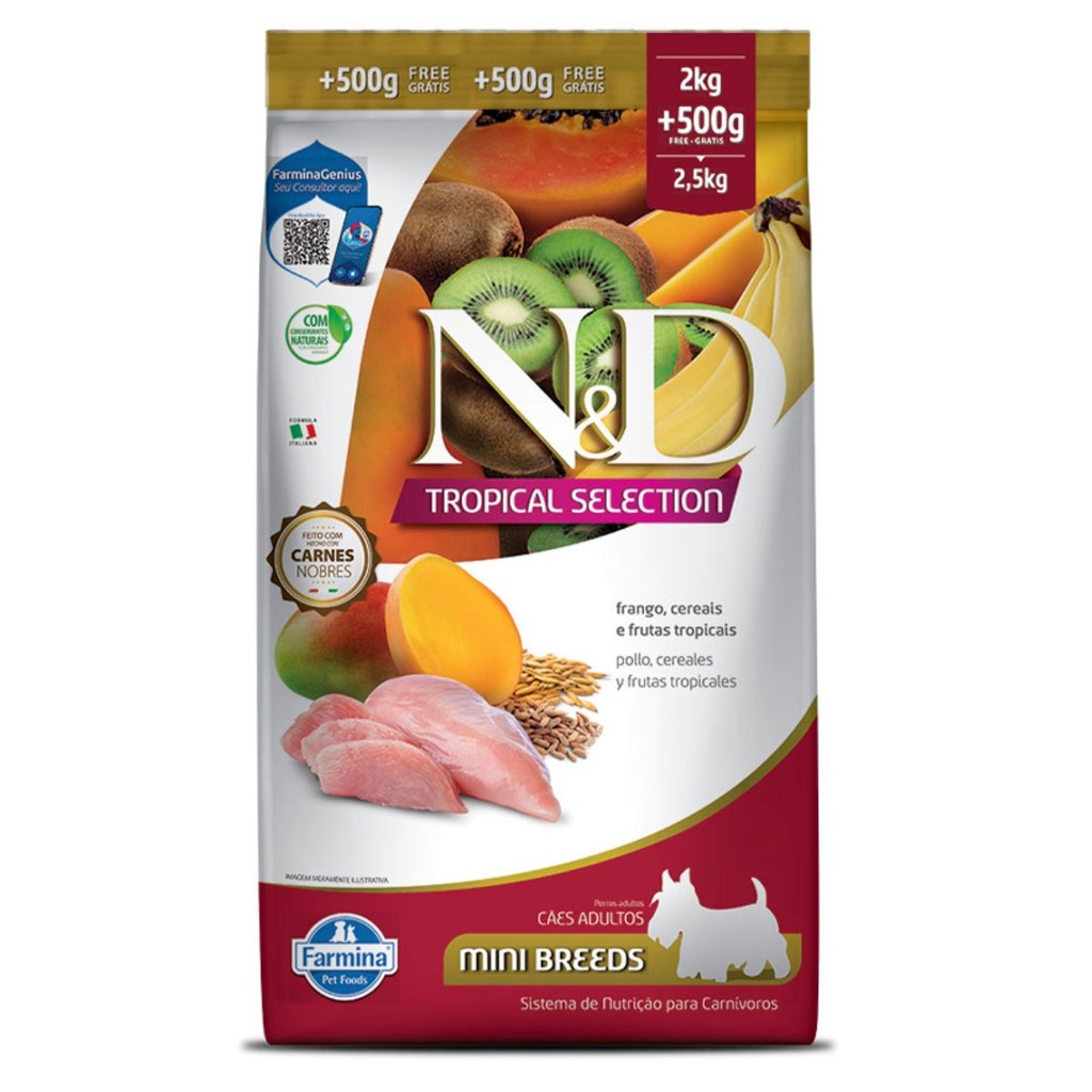 Ração ND Tropical Selection Cães Adultos Porte Mini e Pequeno Sabor ...