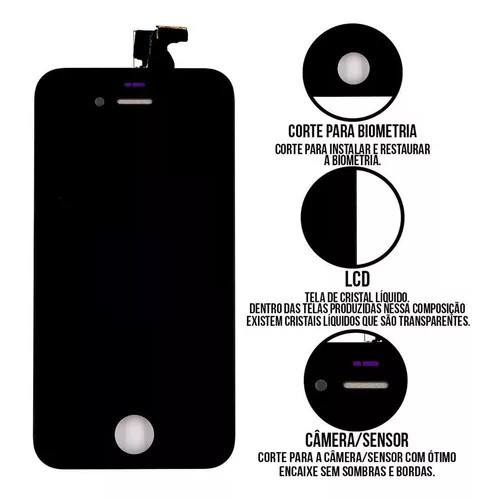 Tela Display Touch Lcd Compativel com Iphone 4g 4s 4 A1387 A1332 ...