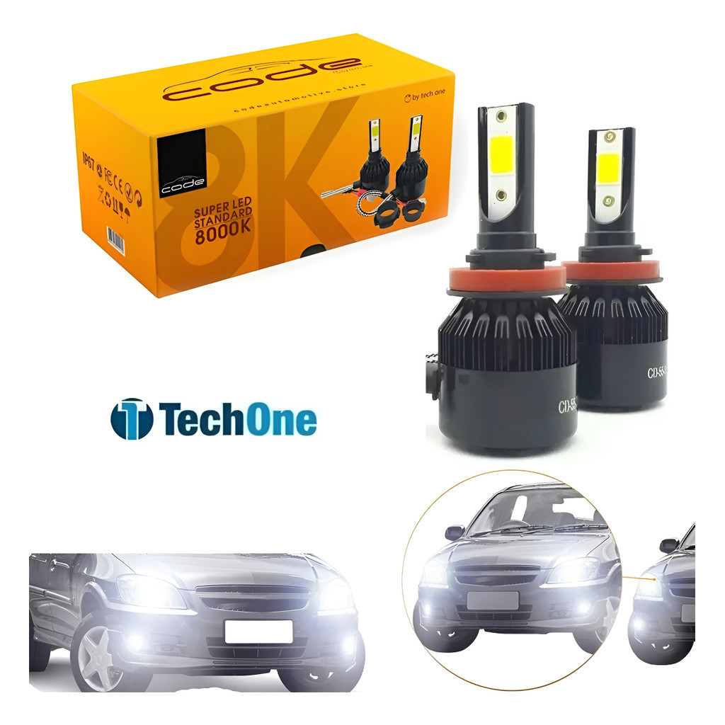 Kit LED TechOne 8000K 12V Automotivo Luz Branca Farol Carro | Shopee Brasil