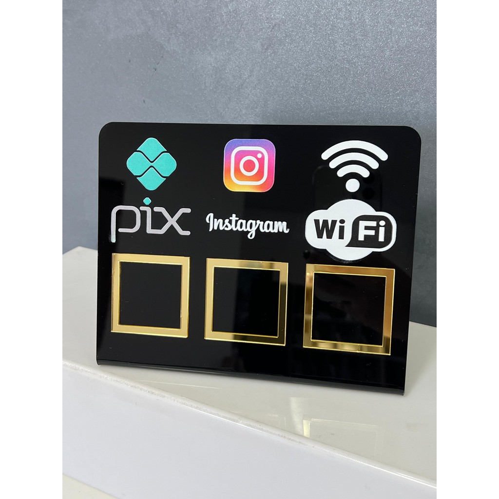 Placa Pix Display Mesa Balcão PIX INSTAGRAM E WI-FI | Shopee Brasil