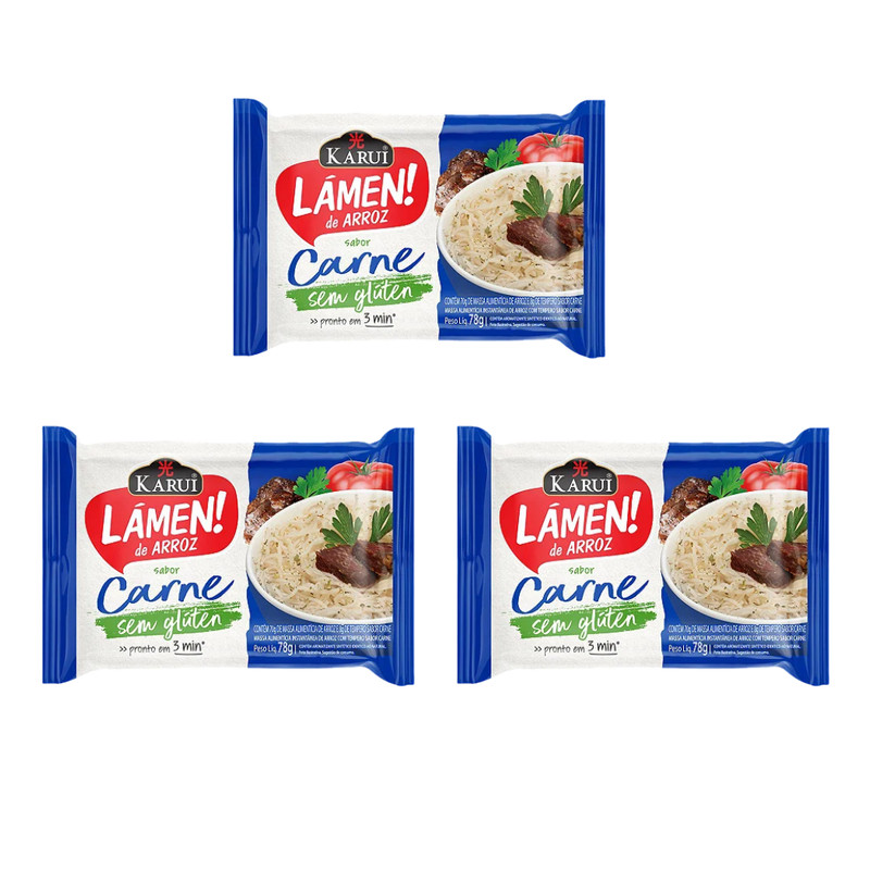 Kit 3 Lámen de Arroz sabor Carne SG Karui 78g*Val.030326 | Shopee Brasil