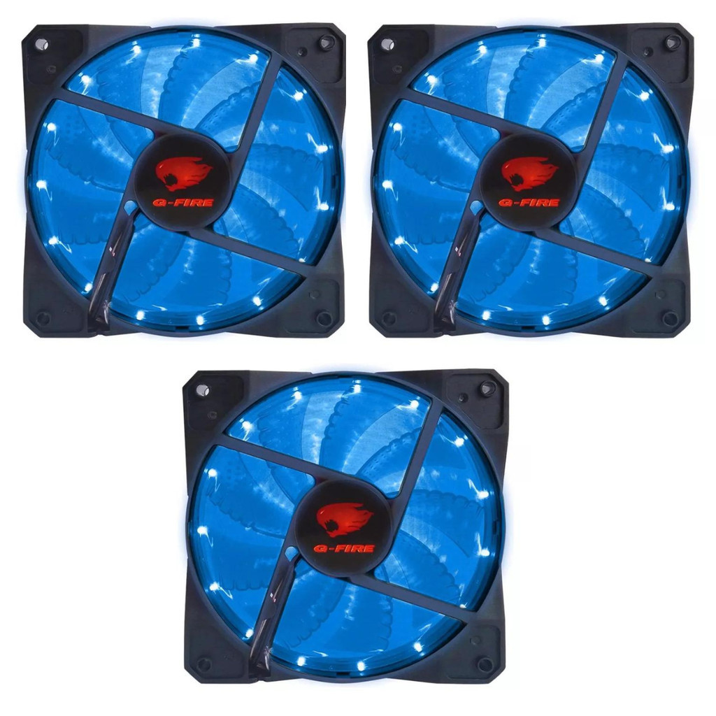 Kit 3 Fan Cooler Gamer Led Azul120mm | Shopee Brasil