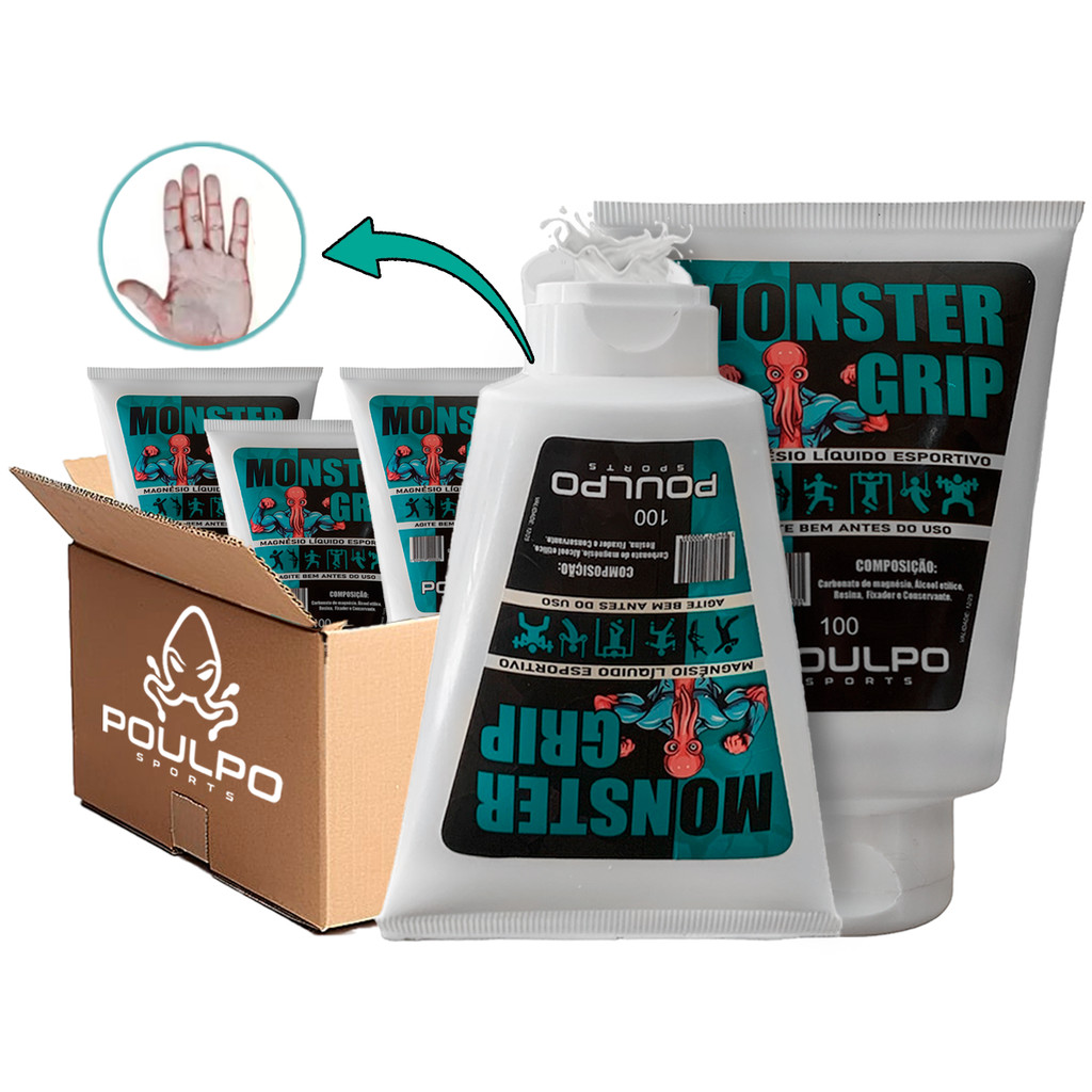 Kit Monster Grip Magnésio Líquido 100g Poulpo Sports Crossfit Escalada ...