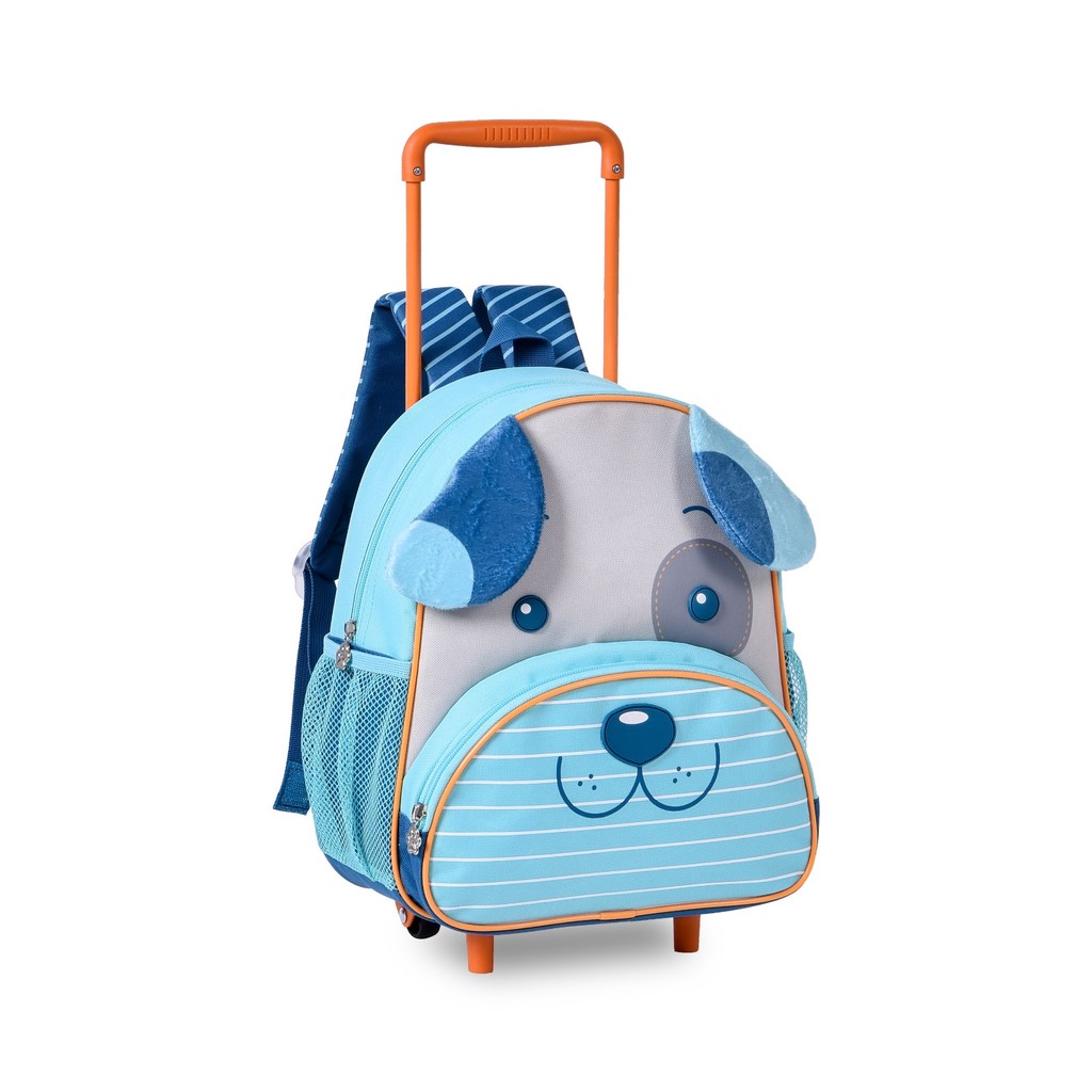 MOCHILA INFANTIL DE RODINHAS CACHORRO AZUL/CINZA | Shopee Brasil