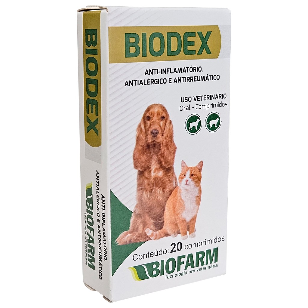 Biodex Cães Gatos Alergias Inflamação Biofarm 20 Comprimidos | Shopee ...