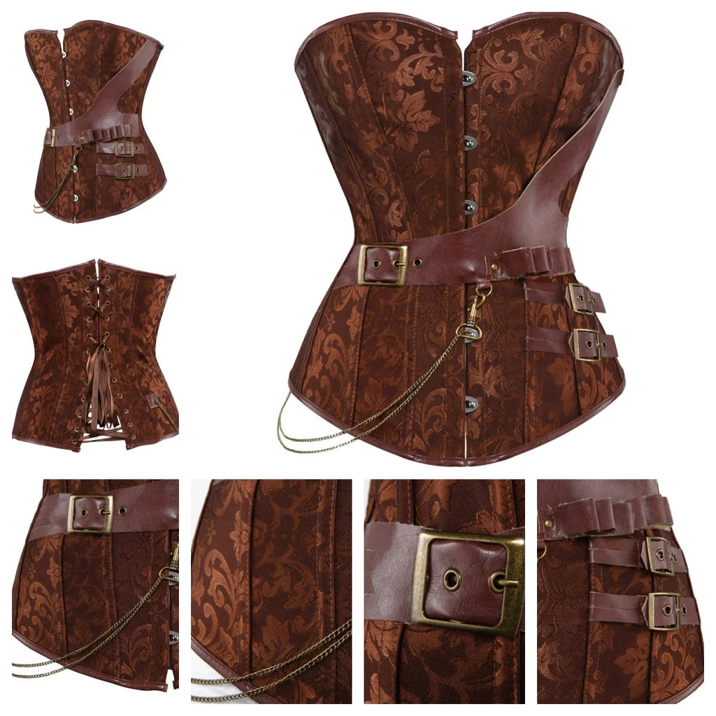 Espartilhos Piratas Para Mulheres , Corpete De Couro Steampunk , Fivela ...