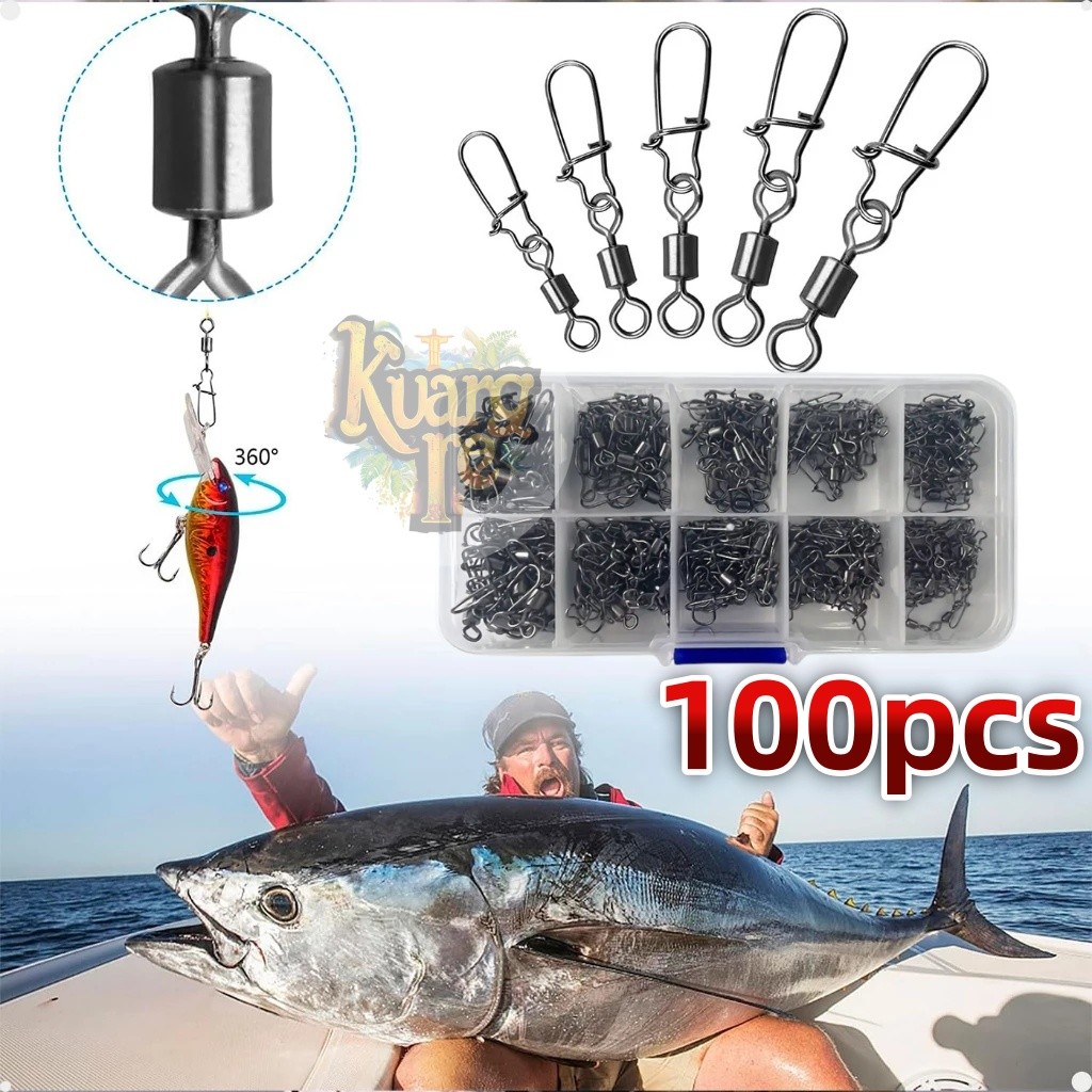 Fishing Snap Swivels-Conectores De Rolamento De Bloqueio Para Iscas E ...