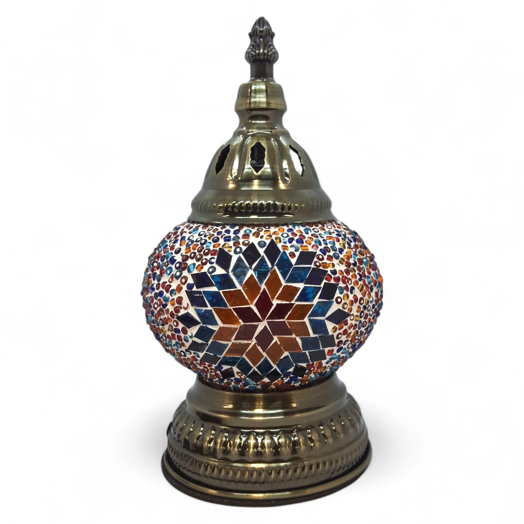 Abajur Turco Mosaico Metal Vidro Bola Colorida Bivolt 22 cm | Shopee Brasil