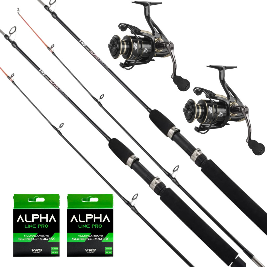 Kit Pesca Alpha 4000 - 02 Molinetes, 02 Varas 1,65m e 02 Linhas ...