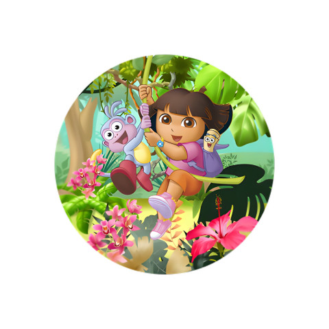 NOVO Painel Festa Infantil Redondo Dora Aventureira, Mochila Roxa ...