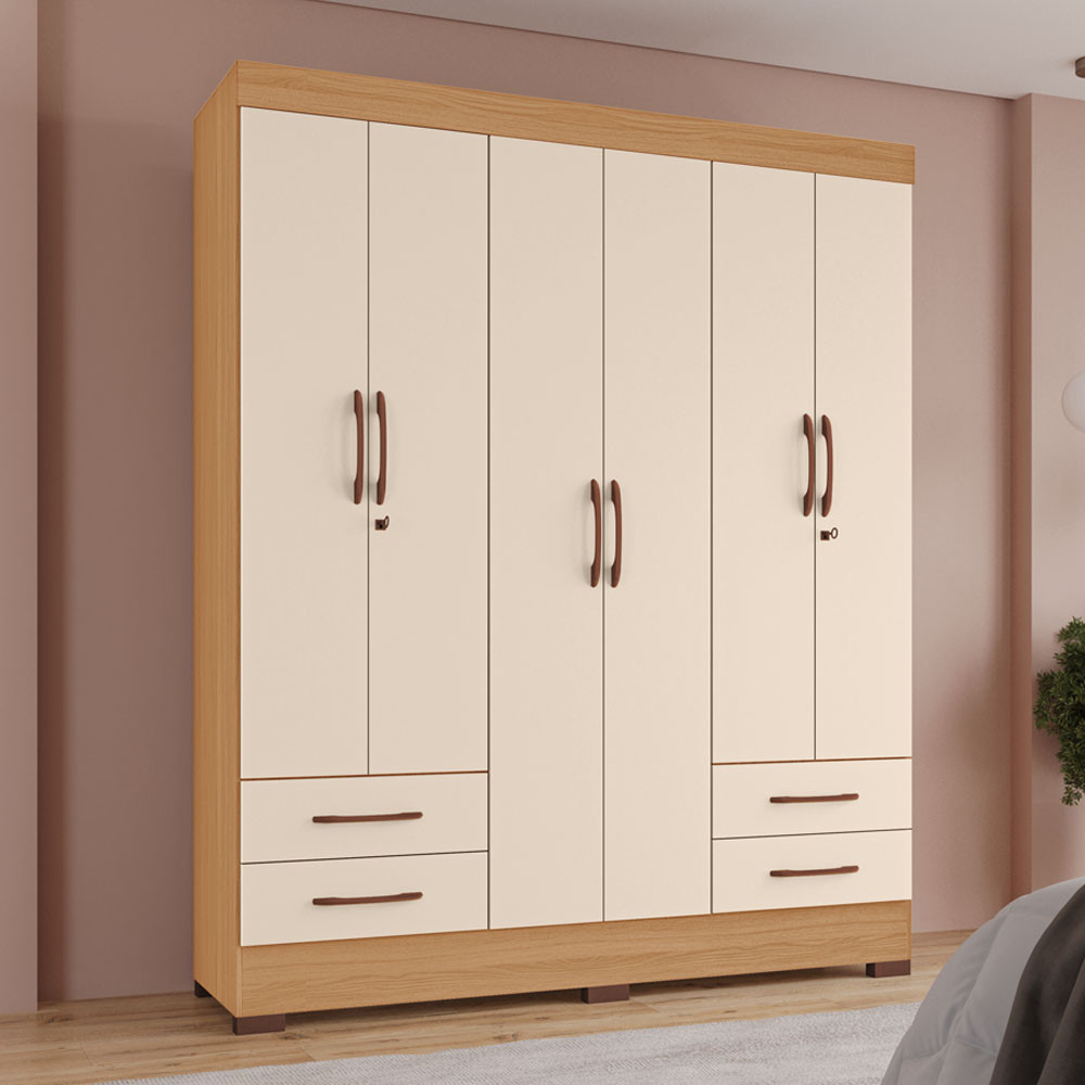 Guarda-Roupas Porto Rico 100% MDF Tuboarte 6 Portas 4 Gavetas | Shopee ...