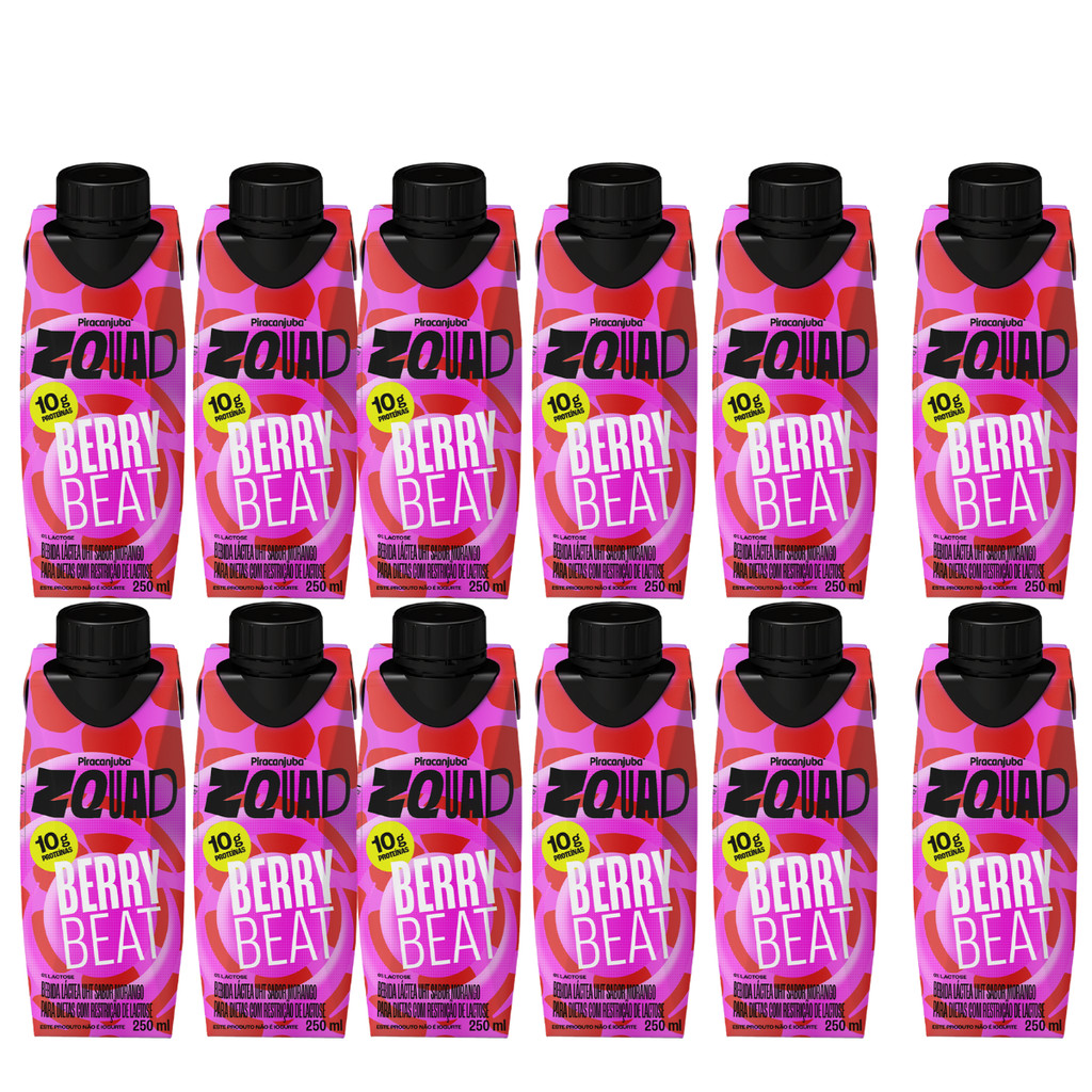 Kit 12 Bebida Lactea Zquad Berry Beat Piracanjuba 250ml | Shopee Brasil