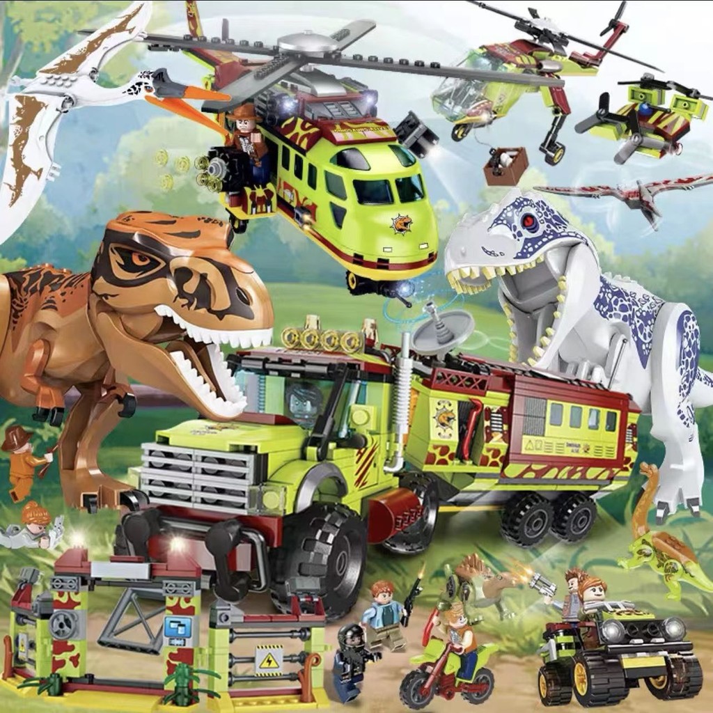 A Jurassic Park Base Building Blocks Boy Dinosaur World Velociraptor ...