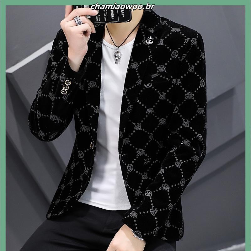 Blazers Masculinos Slim Fit Ternos De Negócios Casaco Formal Fato De ...