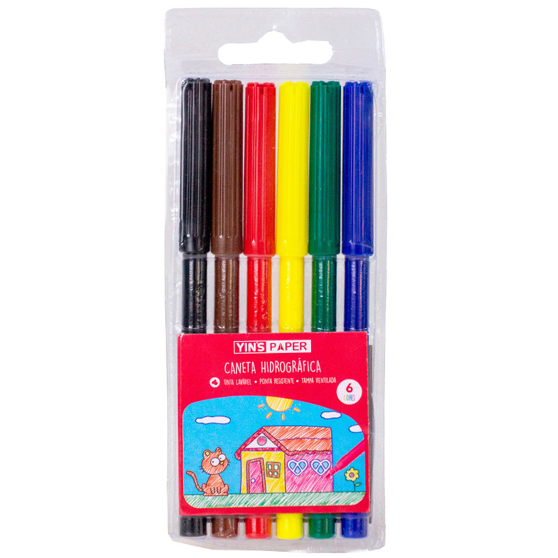 Canetas hidrográficas Hidrocor 6 cores | Shopee Brasil