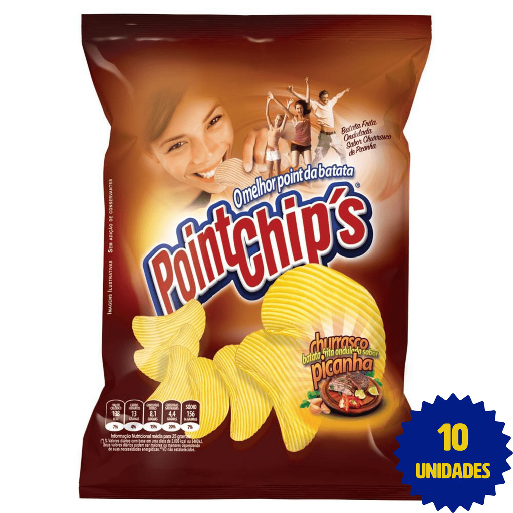Kit com 10 un Batata Frita Ondulada Churrasco 40g - Point Chips ...