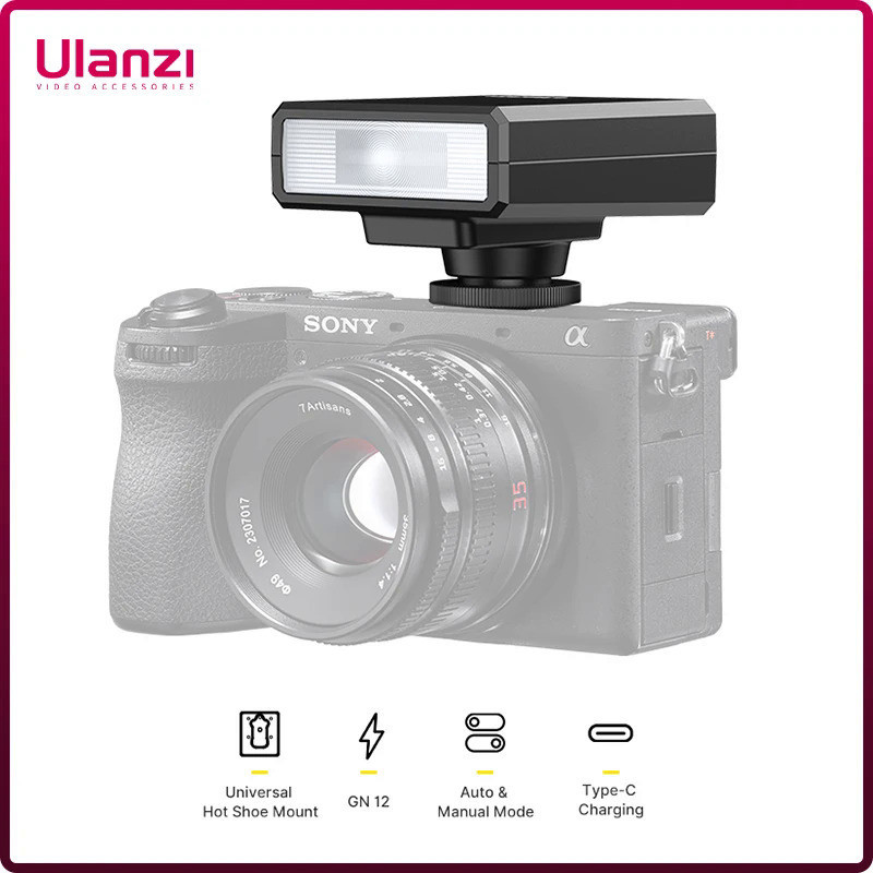 Ulanzi F12 Mini Câmera Flash Speedlite 5600K GN12 Padrão Hot Shoe Mount ...