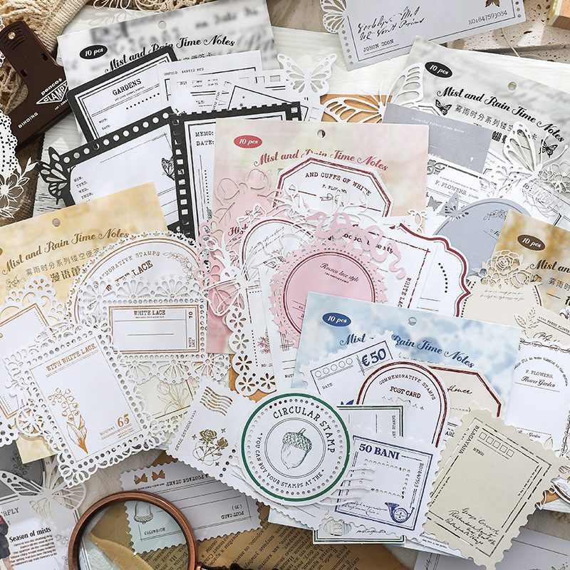 QOUZMO 10pcs/pack Vintage Junk journaling collage Pacote De Papel Oco ...
