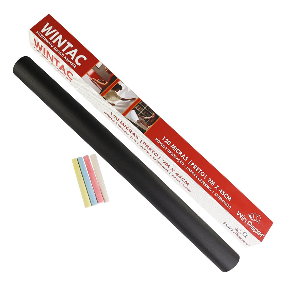 Papel De Parede Autocolante Revestimento Adesivo Preto Com Giz WINTAC ...