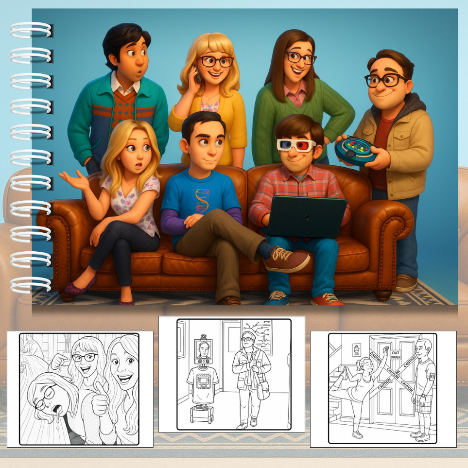 Livro de Colorir The Big Bang Theory A5 Capa Dura 180g 50 Desenhos ...