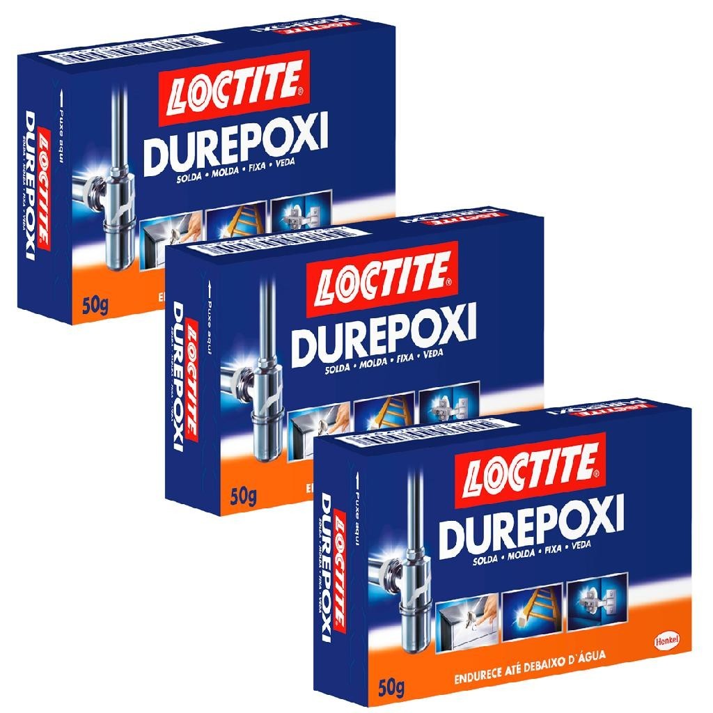 Kit 3 Durepoxi Cola Epóxi Massa Adesiva Ultra Forte 50g Loctite Henkel ...