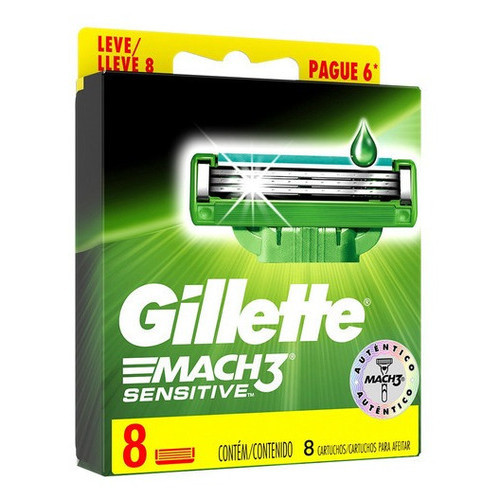Carga Gillette Mach 3 Sensitive Com 8 Unidades | Shopee Brasil