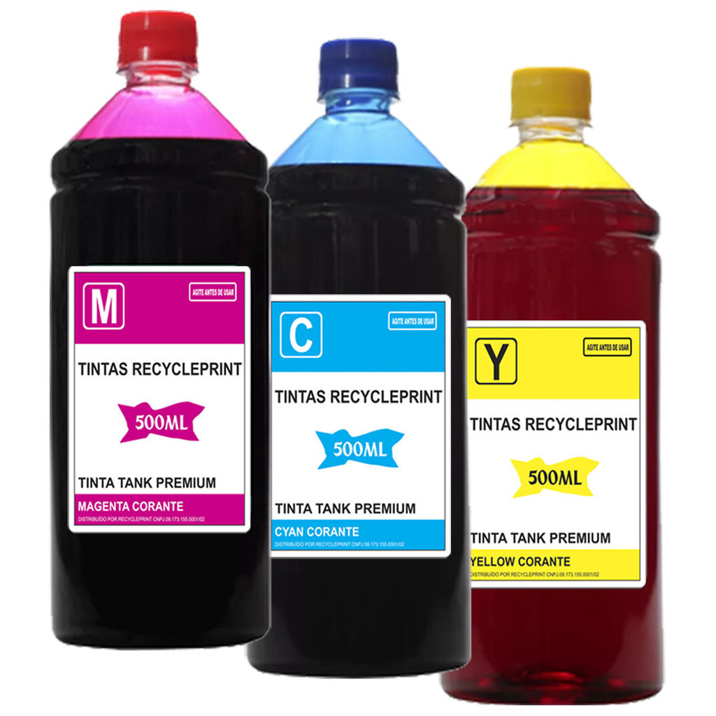 3 Refil Color Tinta Compatível Epson L375 L395 L3110 L3150 L3250 ...