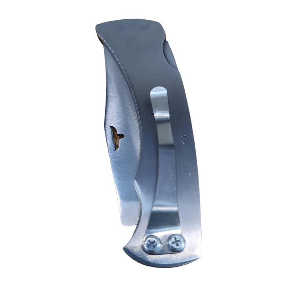 Canivete de Bolso Aço Inox 420 Cromado Presilha Caça Pesca Roça G ...