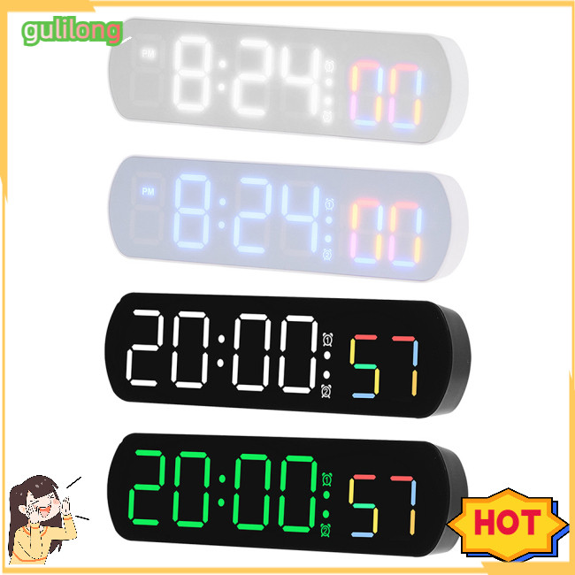 Relógio Eletrônico Digital GULI 12/24H LED De Brilho Ajustável Com ...