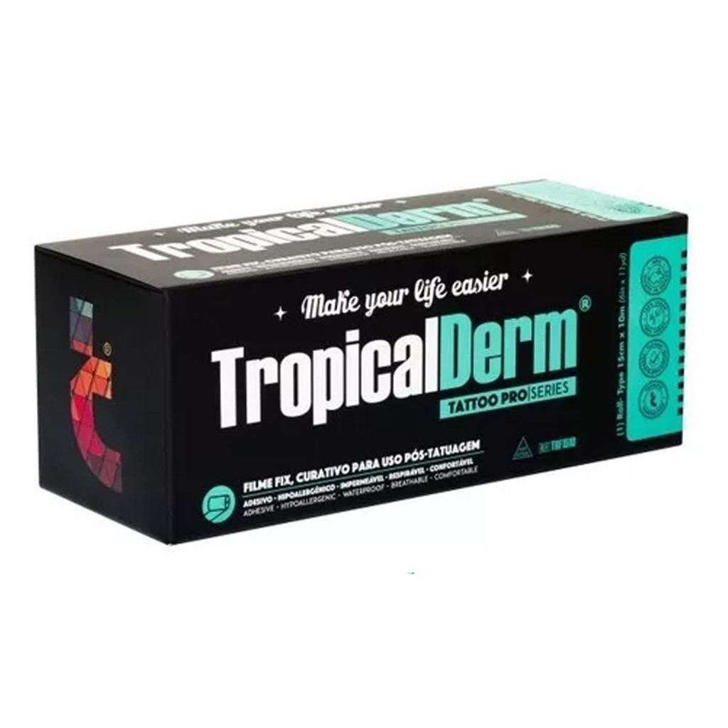 Filme Adesivo Transparente P/ Tatuagem - TDERM - Rolo 10mx15cm | Shopee ...